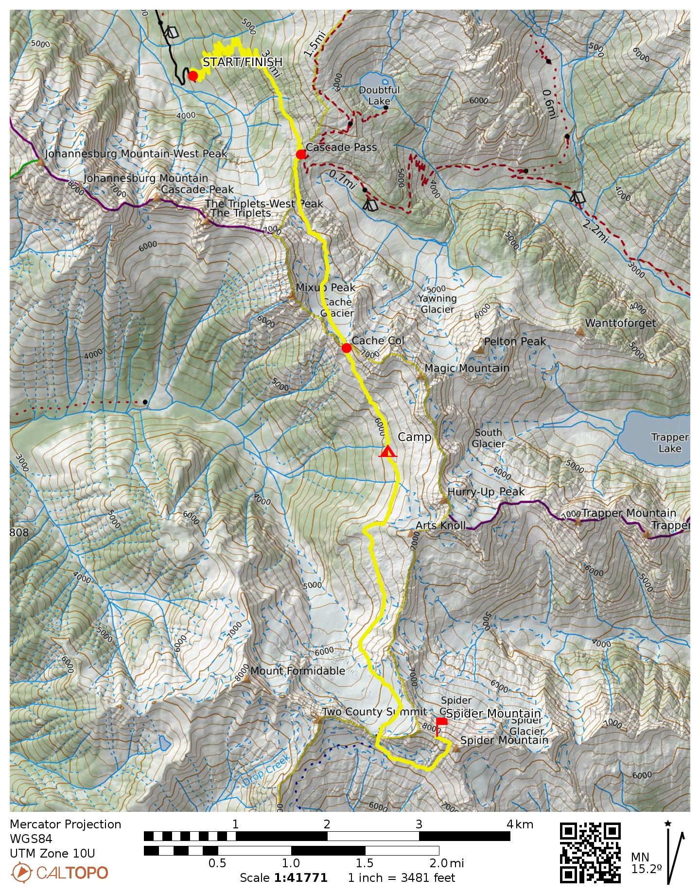 Spider Mtn via Cache Col—Kool-Aid Lake—S/F Col—Southeast Gully ...