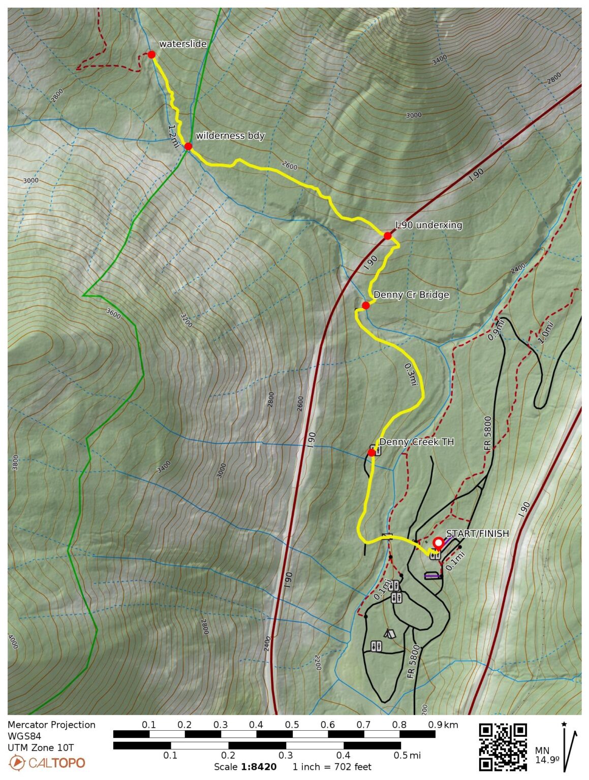 Denny Creek Waterslide Snowshoe Trek via Road 5830—Denny Creek Trail ...