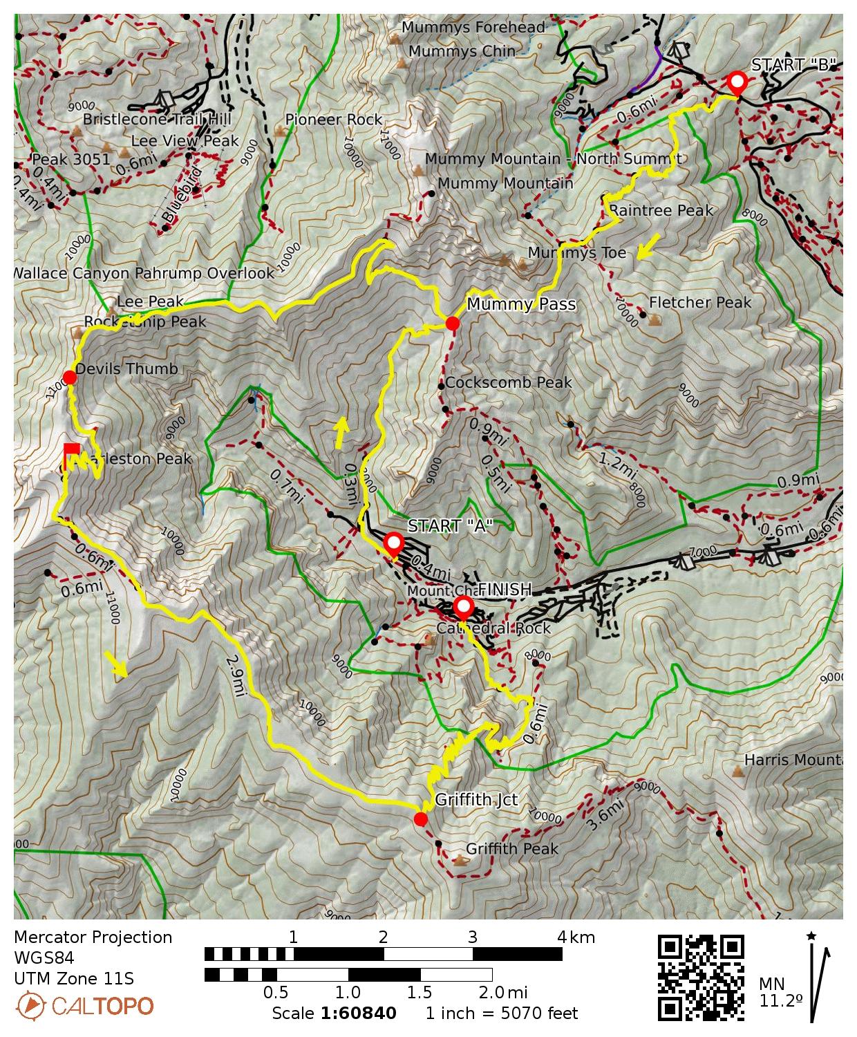 Charleston Peak Summit Traverse: Mummy Pass to Griffith Junction ...