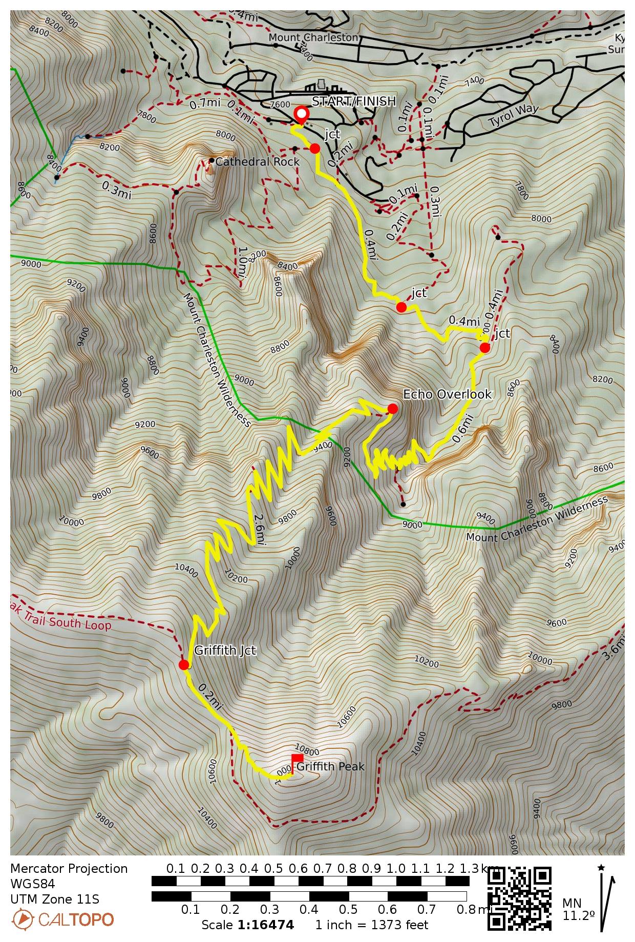 Griffith Peak via South Loop Trail—Echo Overlook—Griffith Junction ...
