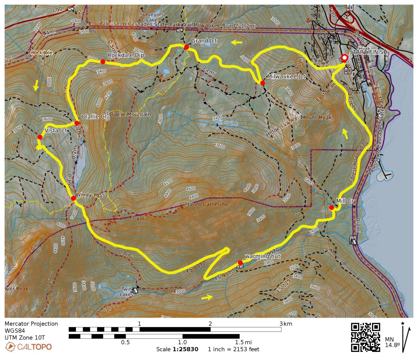 Mt Catherine Ski Loop via Grand Junction—Rockdale Dip—Windy Pass—Cold ...