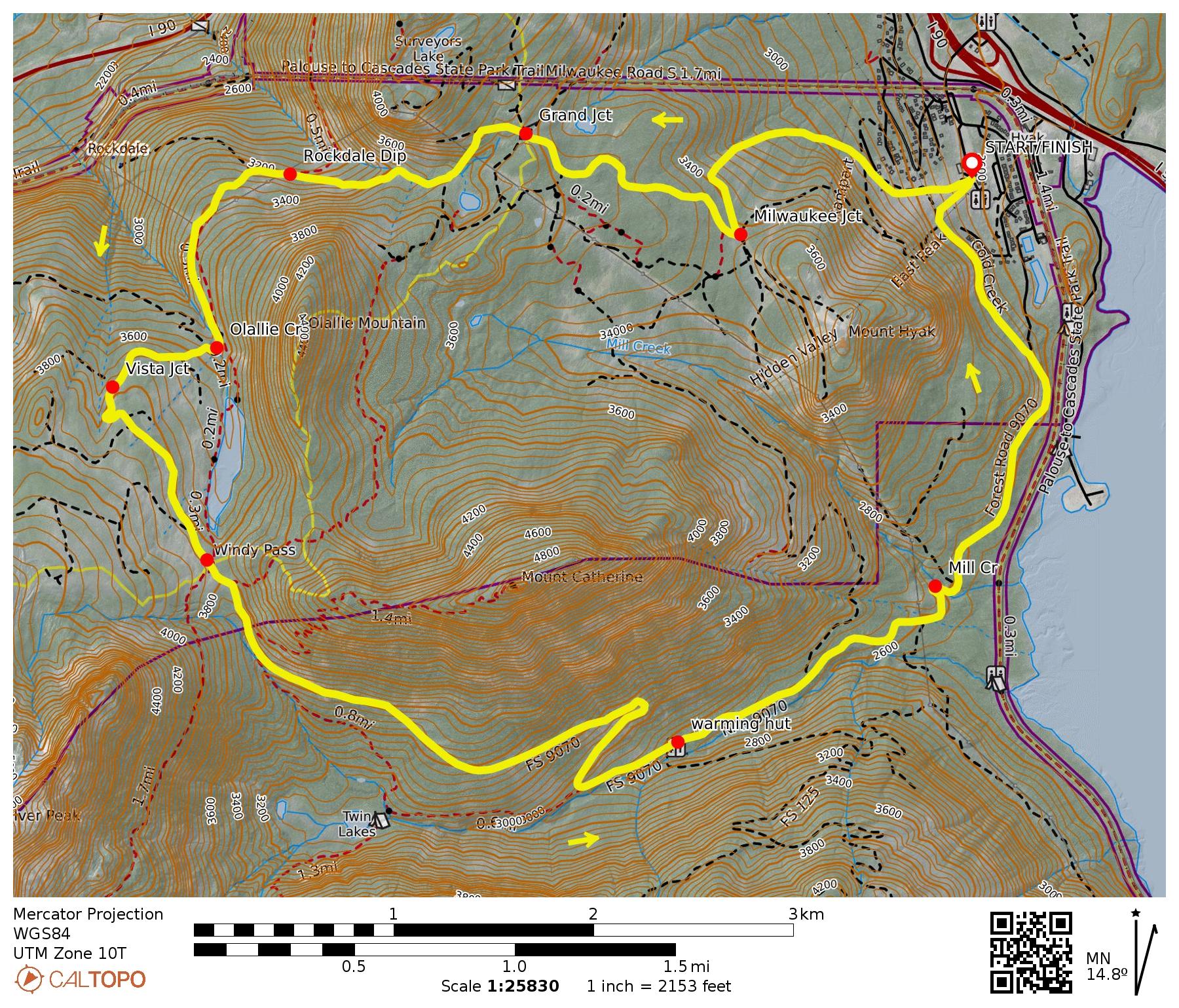 Mt Catherine Ski Loop via Grand Junction—Rockdale Dip—Windy Pass—Cold ...