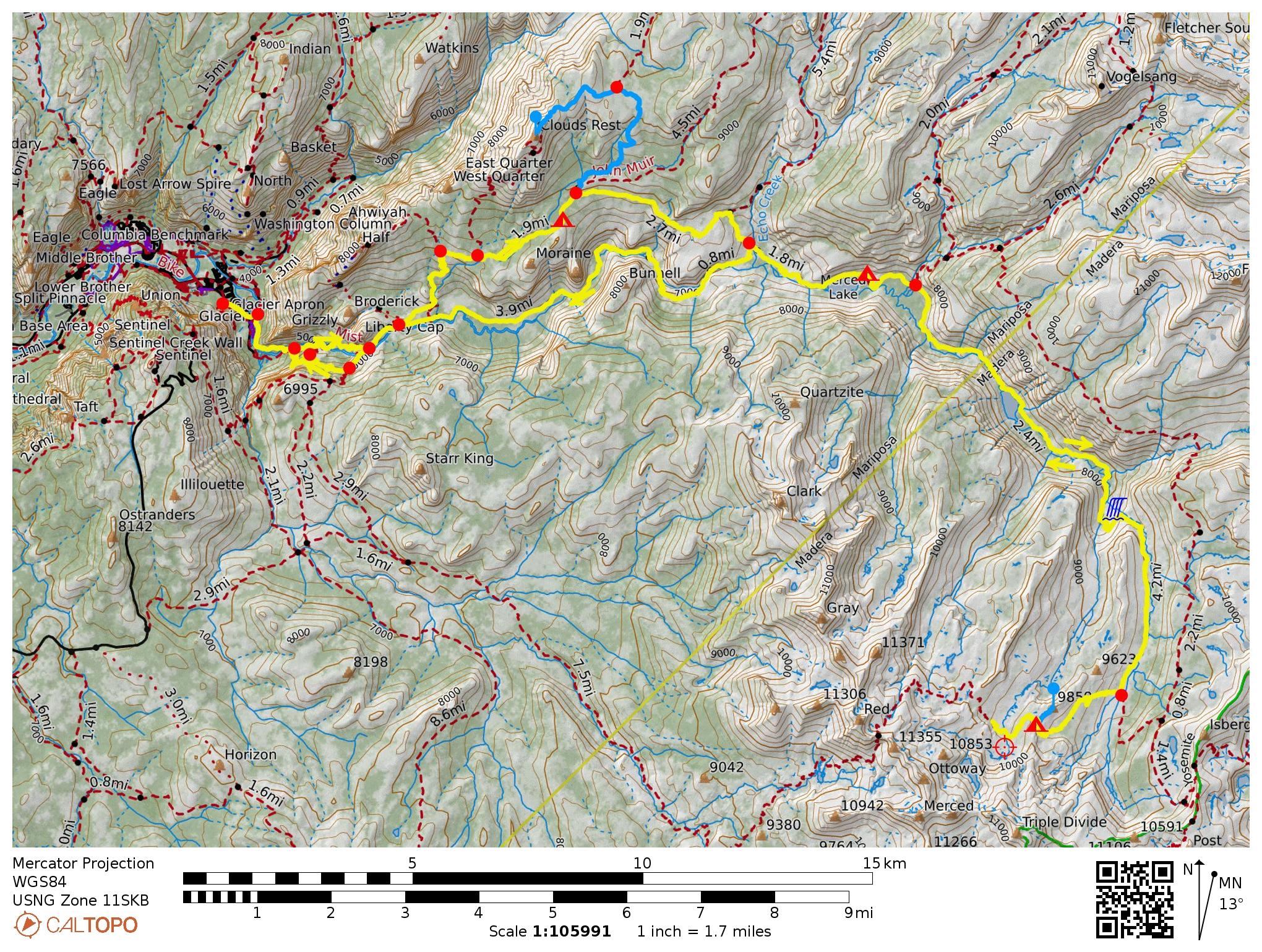 Clouds Rest via Northeast Ridge + Triple Peak Fork Falls + Merced Lake ...