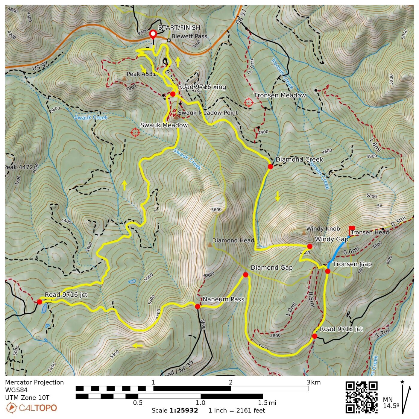 Tronsen Gap Ski Loop via Windy Hollow—Naneum Pass + Tronsen Head (Lower ...