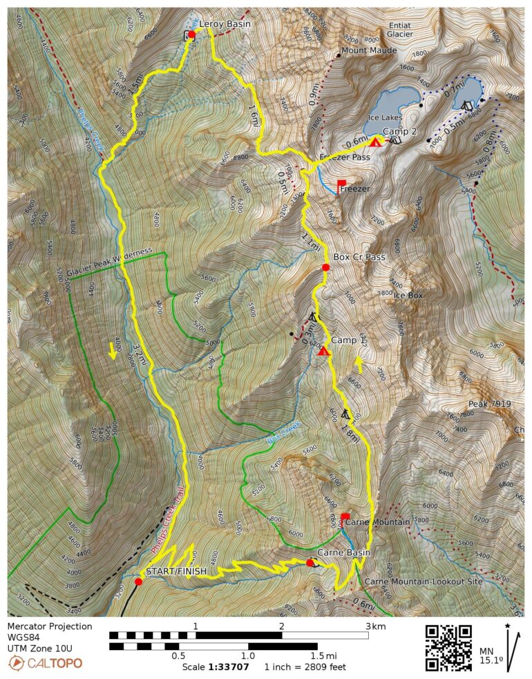 Carne–Leroy Loop + Ice Lakes + Freezer Peak + Carne Mtn (Entiat ...