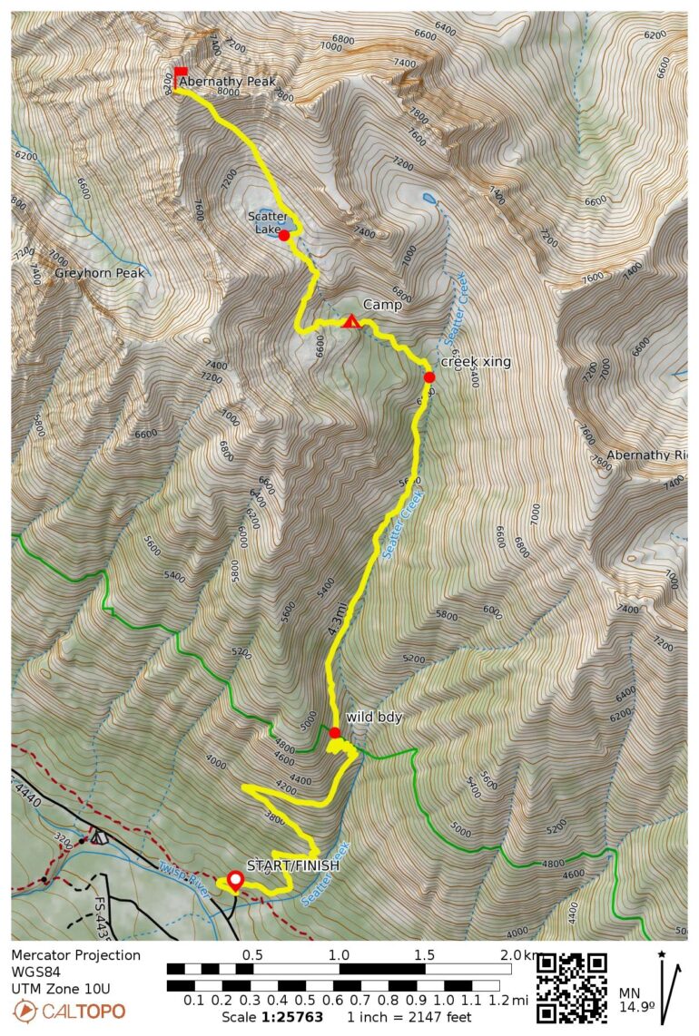 Abernathy Peak via Scatter Lake—Southeast Chute—Upper Southeast Slope ...